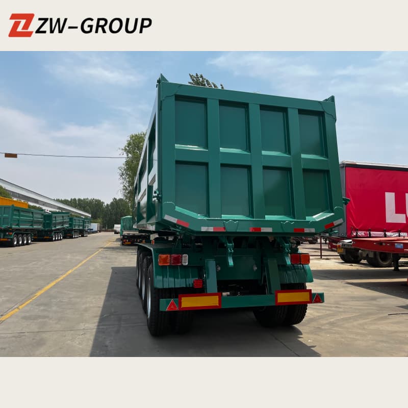 End Dump Semi Trailer 60m³ 4 Axles Green For Sale - ZW Vehicle Group