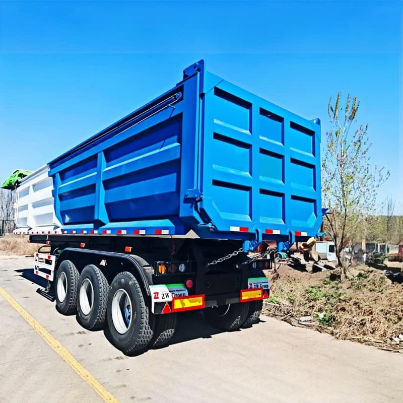 End Dump Semi Trailer 60m³ 3 Axles 60t Blue For Sale - ZW Vehicle Group