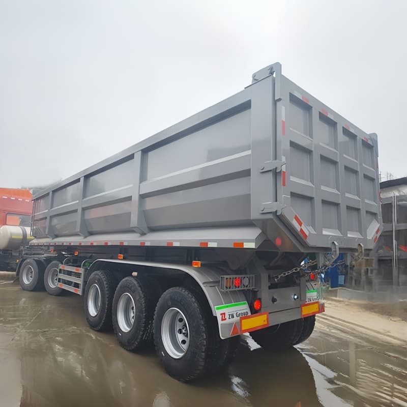 End Dump Semi Trailer 70m³ 3 Axles 70t Grey For Sale - ZW Vehicle Group