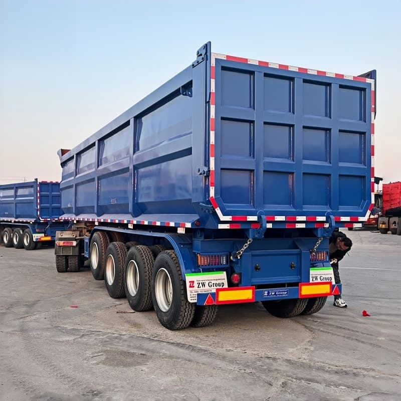 End Dump Semi Trailer 80m³ 4 Axles 80t Blue For Sale - ZW Vehicle Group